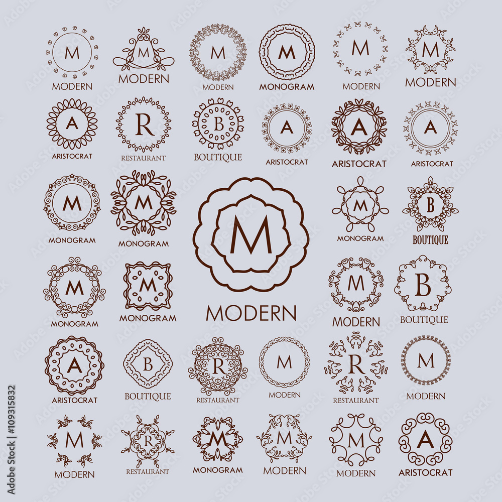Big bunch of luxury, simple and elegant monogram design templates ...