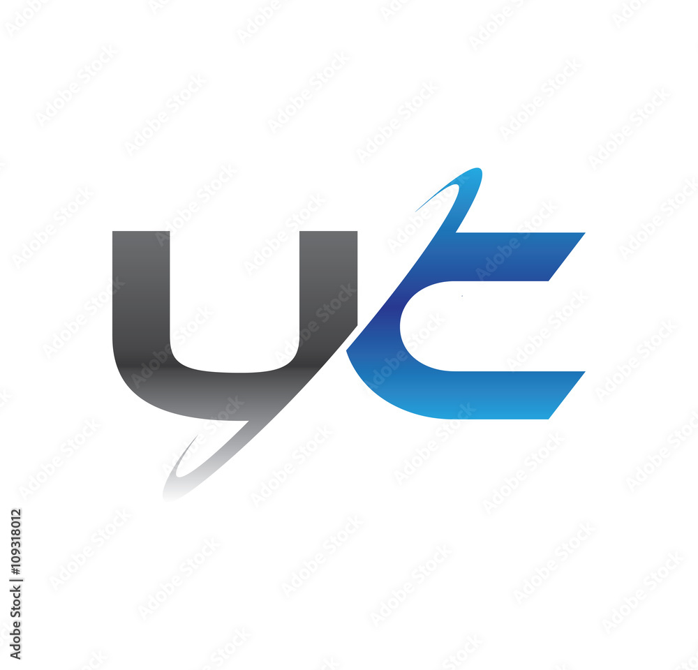 uc initial logo with double swoosh blue and grey Stock Vector | Adobe Stock
