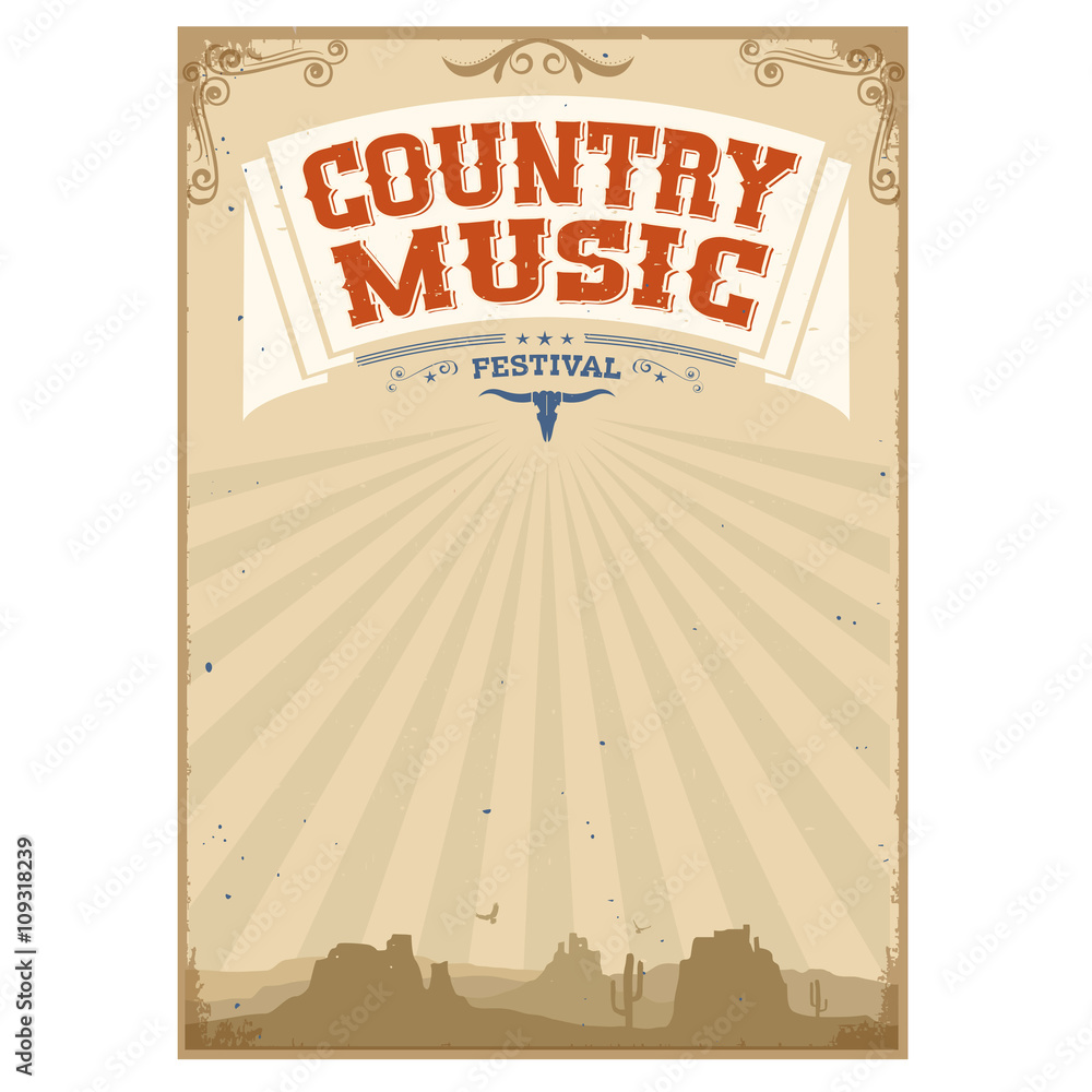 Country music festival background with american landscape Stock Vector ...