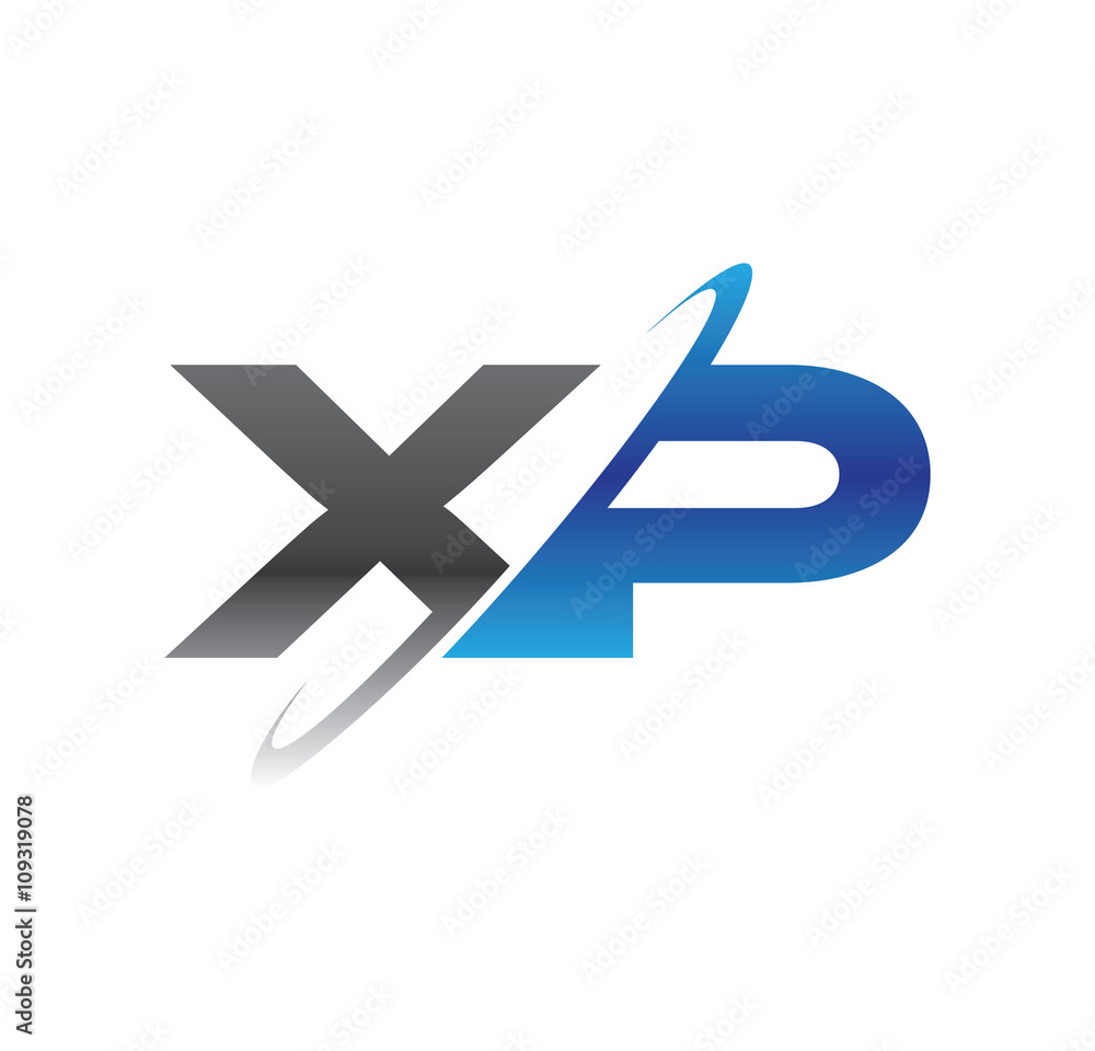 xp initial logo with double swoosh blue and grey Stock Vector | Adobe Stock