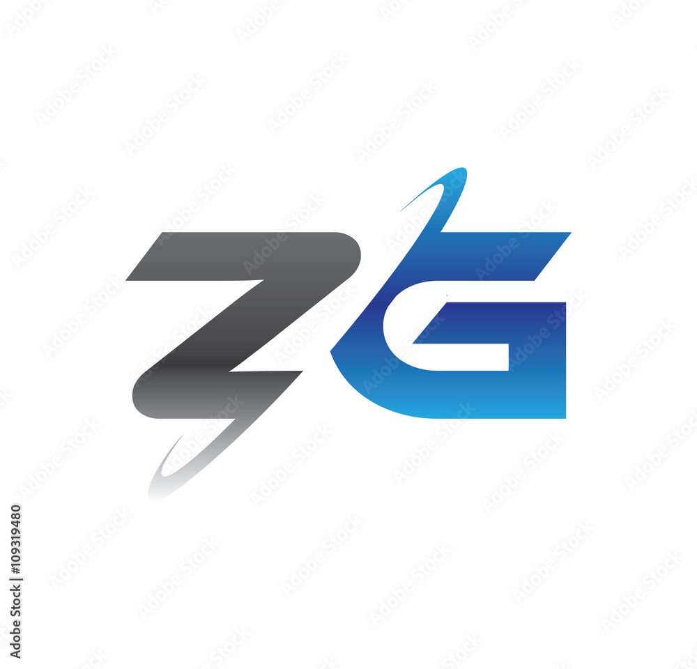 zg initial logo with double swoosh blue and grey Stock Vector | Adobe Stock