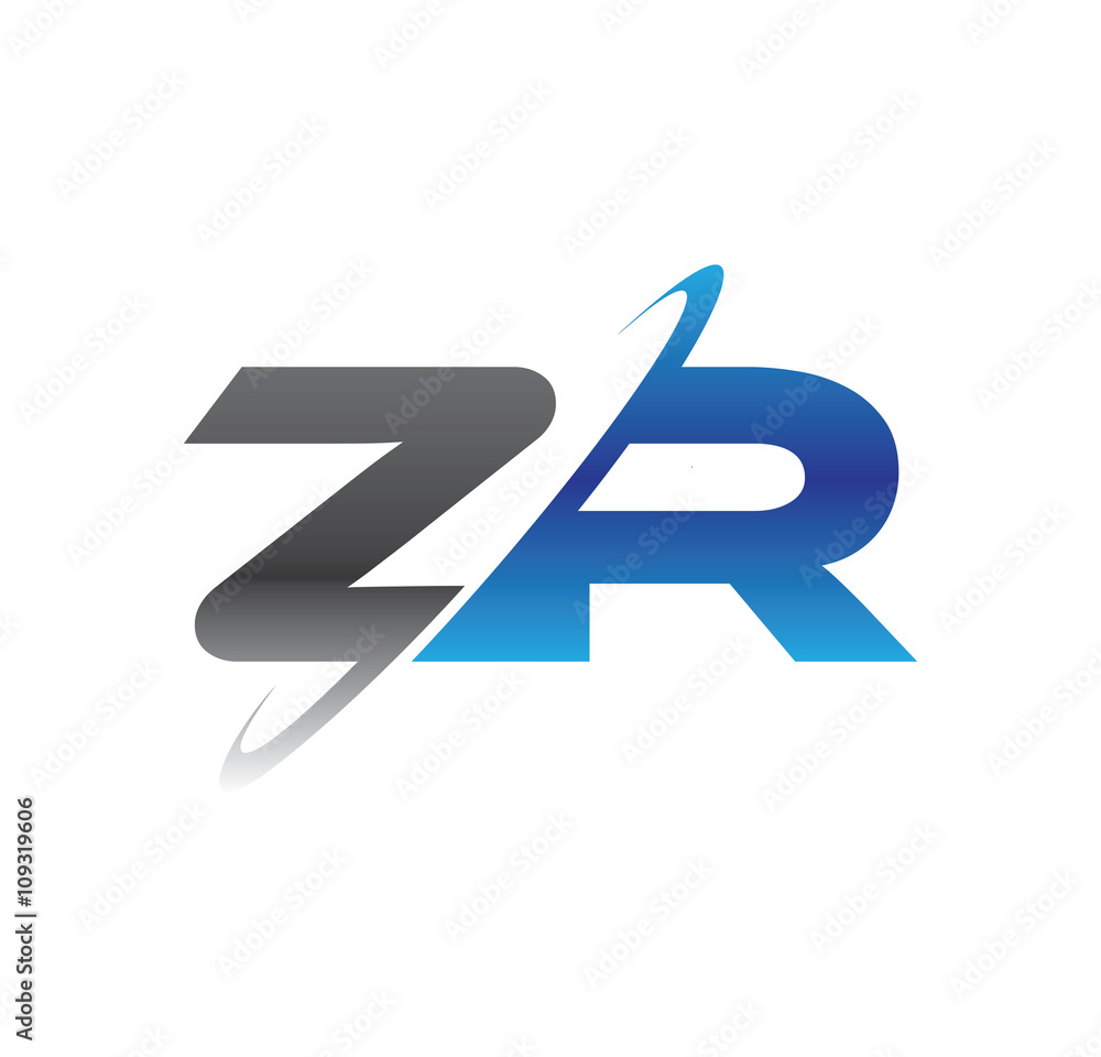 zr initial logo with double swoosh blue and grey Stock Vector | Adobe Stock