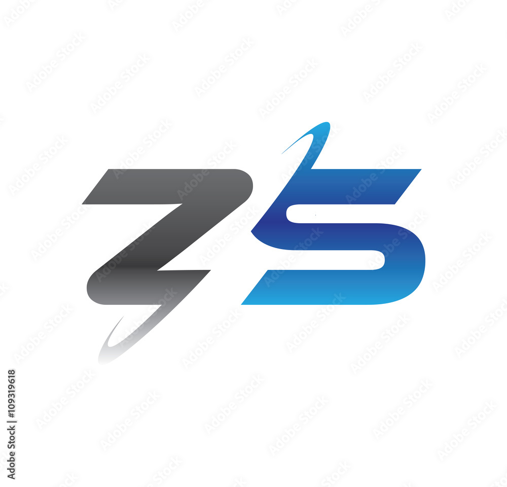 zs initial logo with double swoosh blue and grey Stock Vector | Adobe Stock