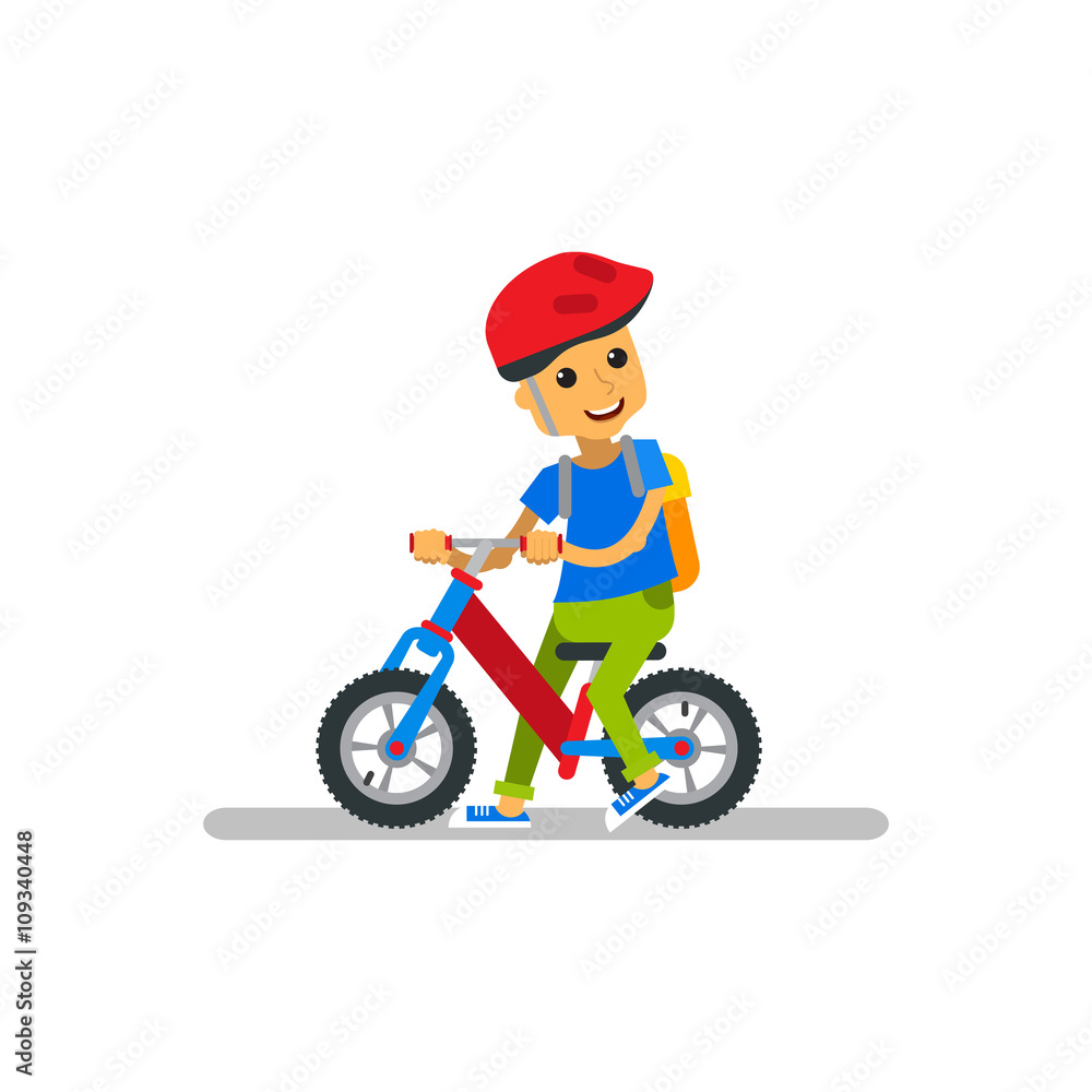 Vector illustration kid balance bike on white background. Happy cartoon ...