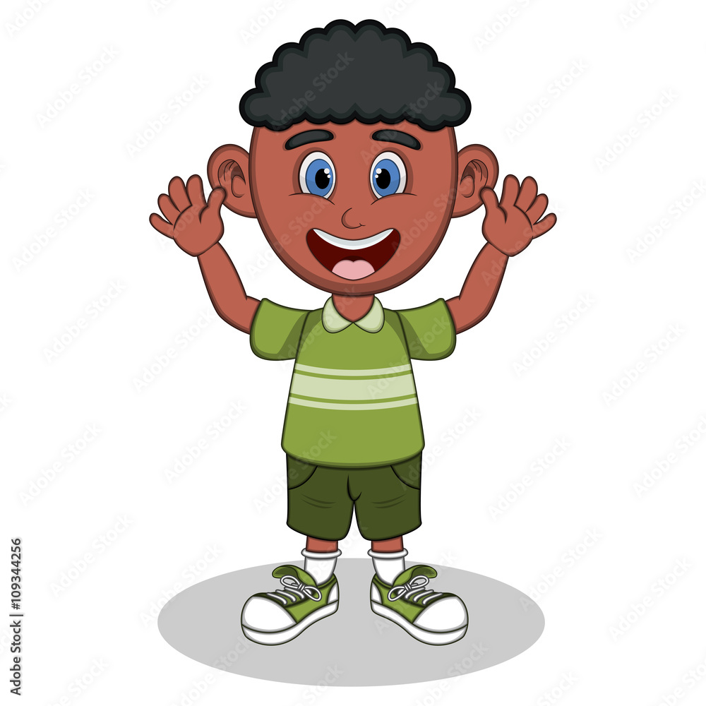 Cartoon Little Boy Waving