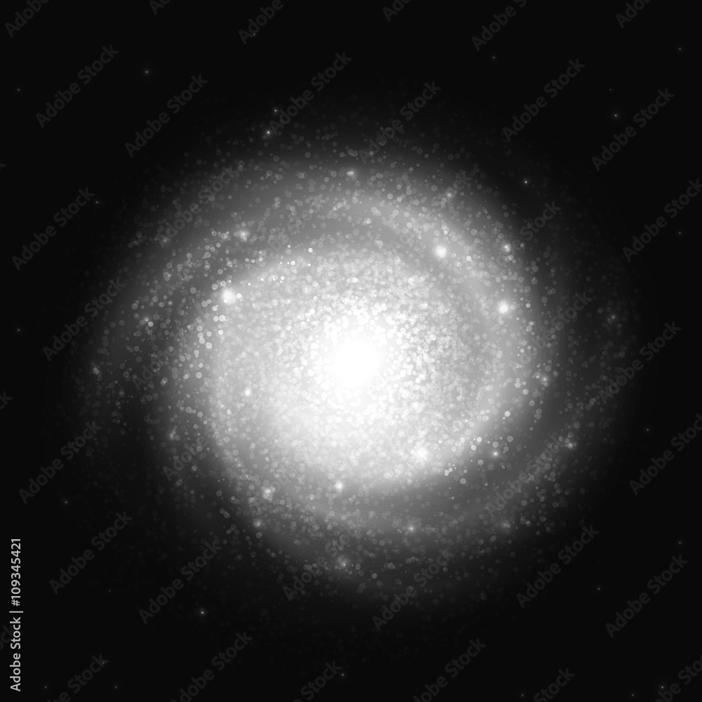 Galaxy effect. Spiral galaxy realistic. Clusters of stars planets ...