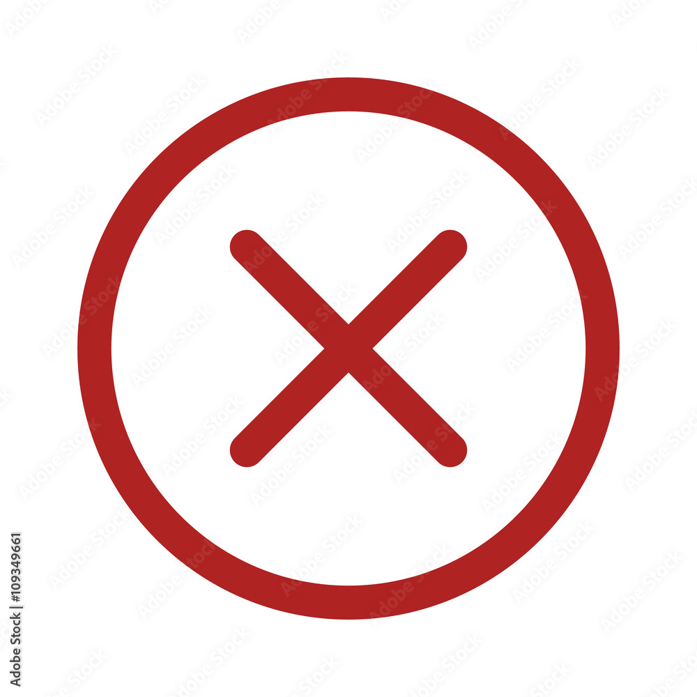 Red cancel, close, delete or remove line art icon for apps and websites ...
