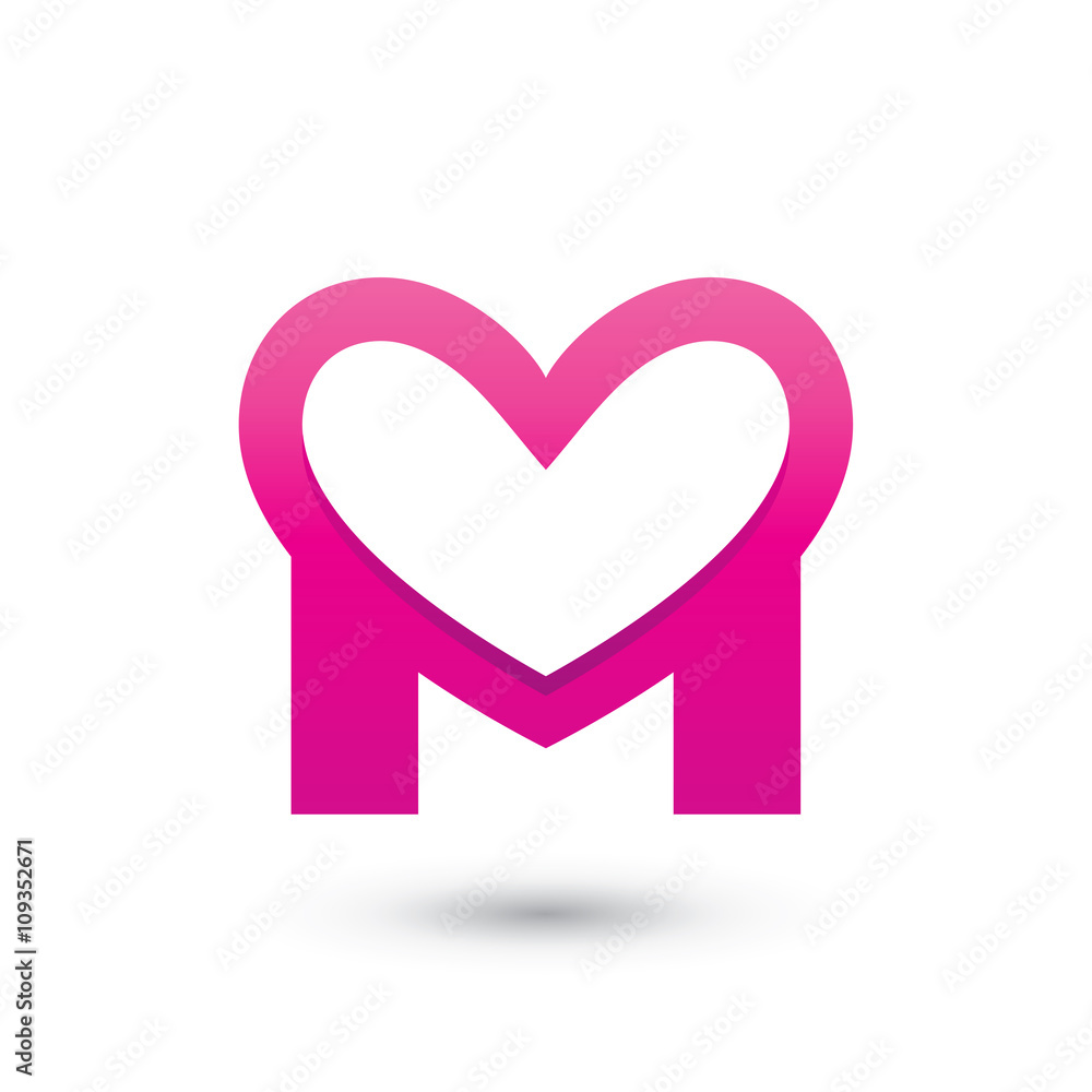 Heart Symbol Letter M Logo Stock Vector | Adobe Stock