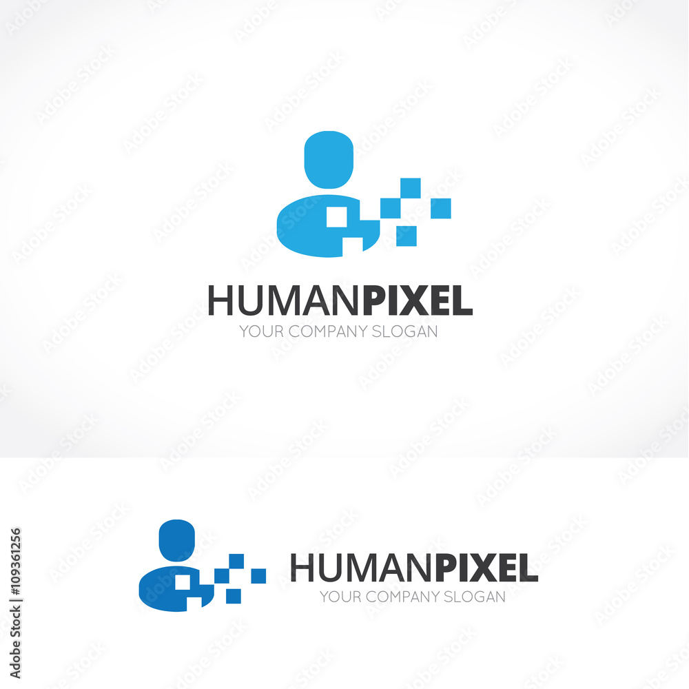 Human Pixel logo,digital logo. man logo. vector logo template Stock ...