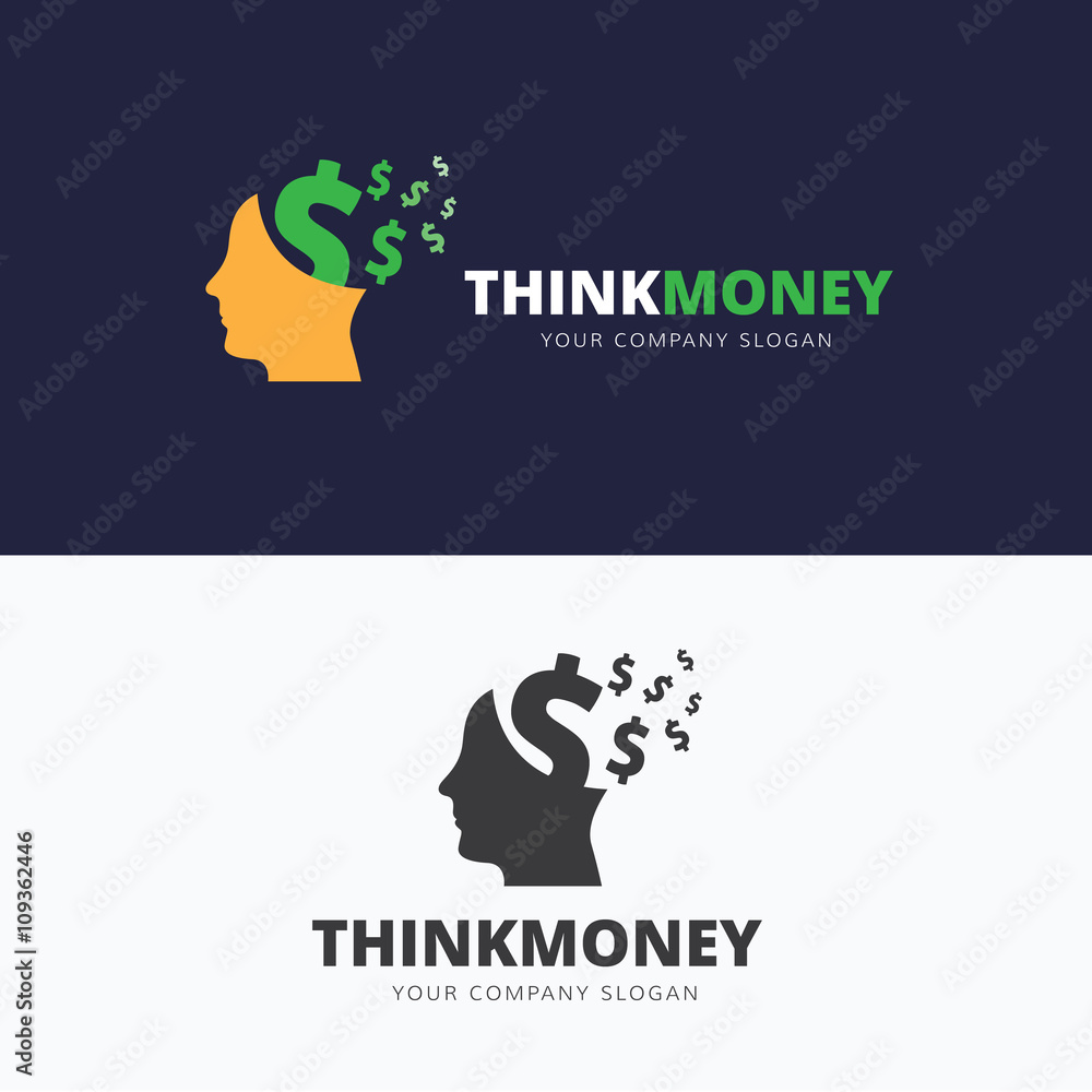 Think Money logo,brain logo,human logo. vector logo template. Stock ...