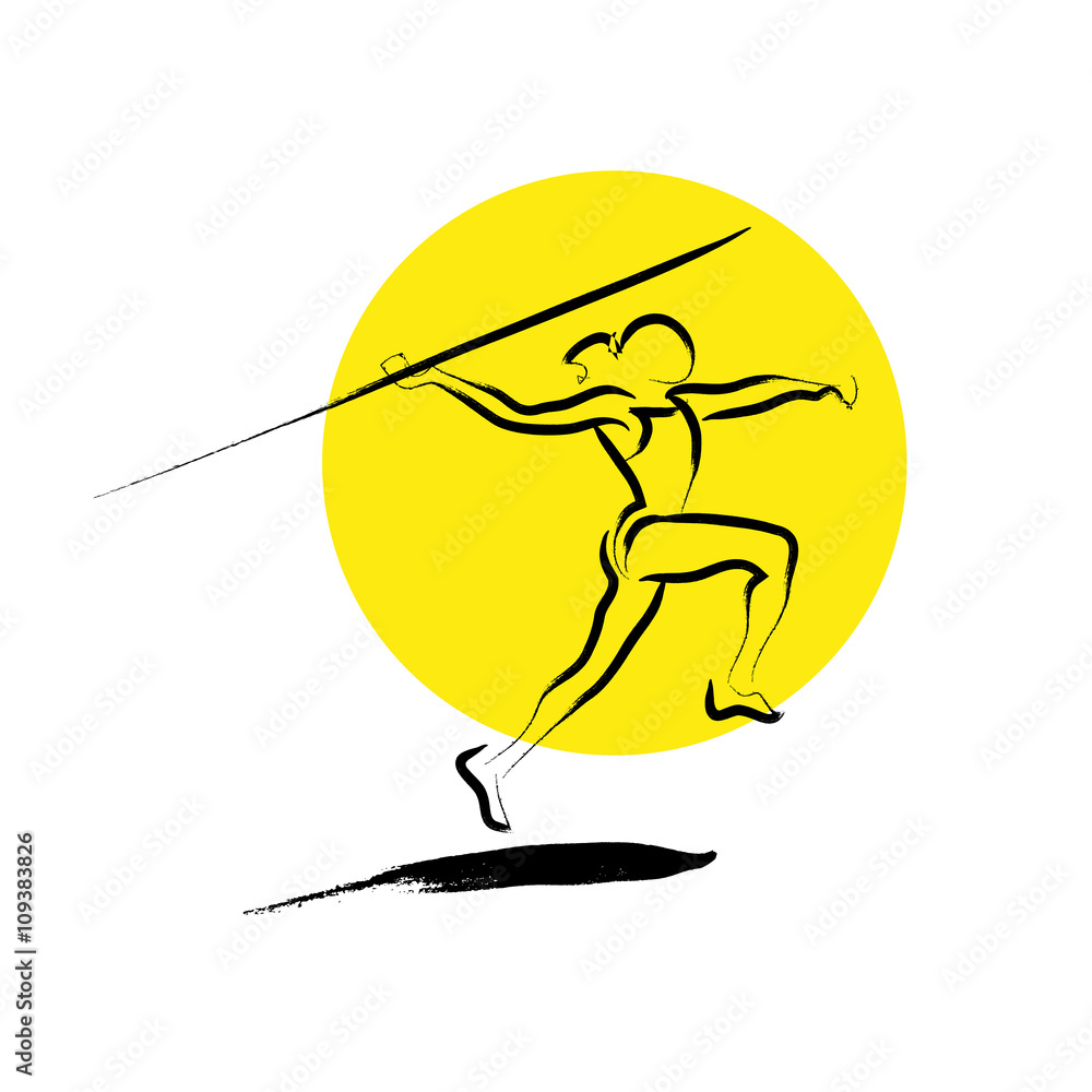 Hand drawn vector simple flat sportsman athlete sketch isolated on ...