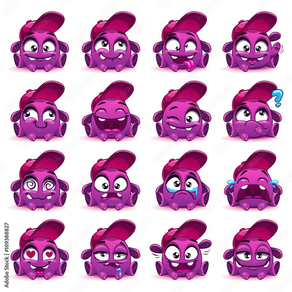 Little cartoon comic purple character Stock Vector | Adobe Stock