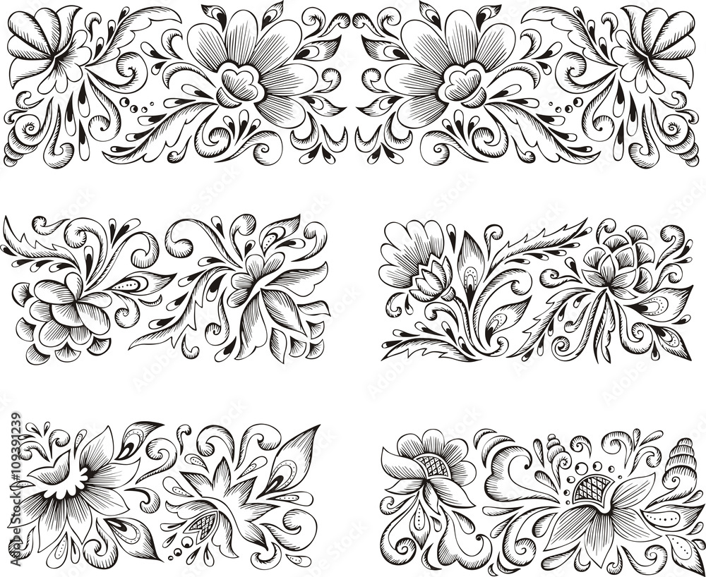symmetric flower patterns Stock Vector | Adobe Stock