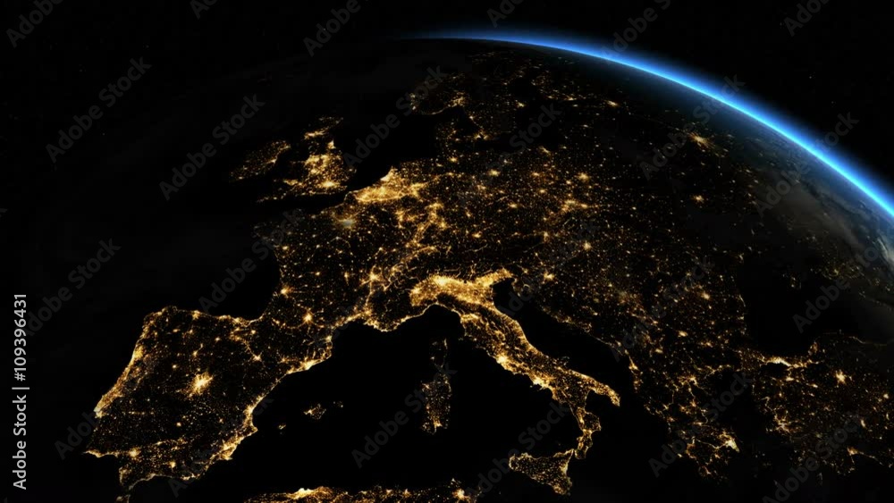 Sunrise over Europe. The European states from space. Clip contains ...