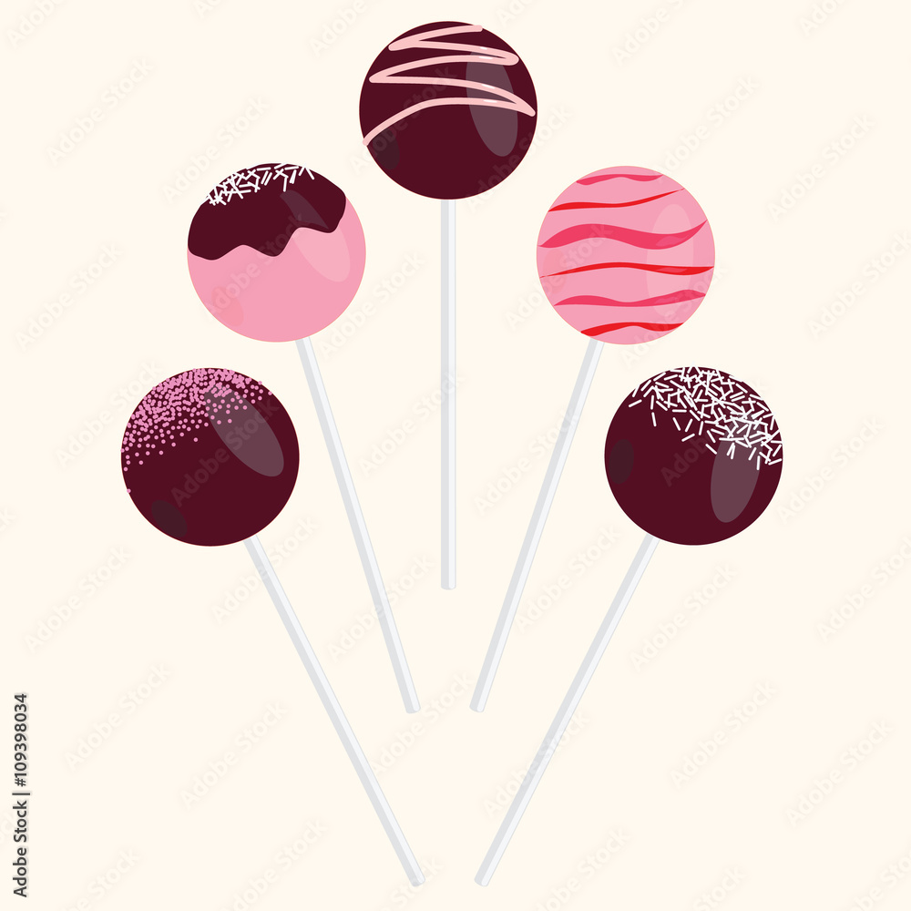 Cake Pops Vector Illustrations Set Stock Vector | Adobe Stock