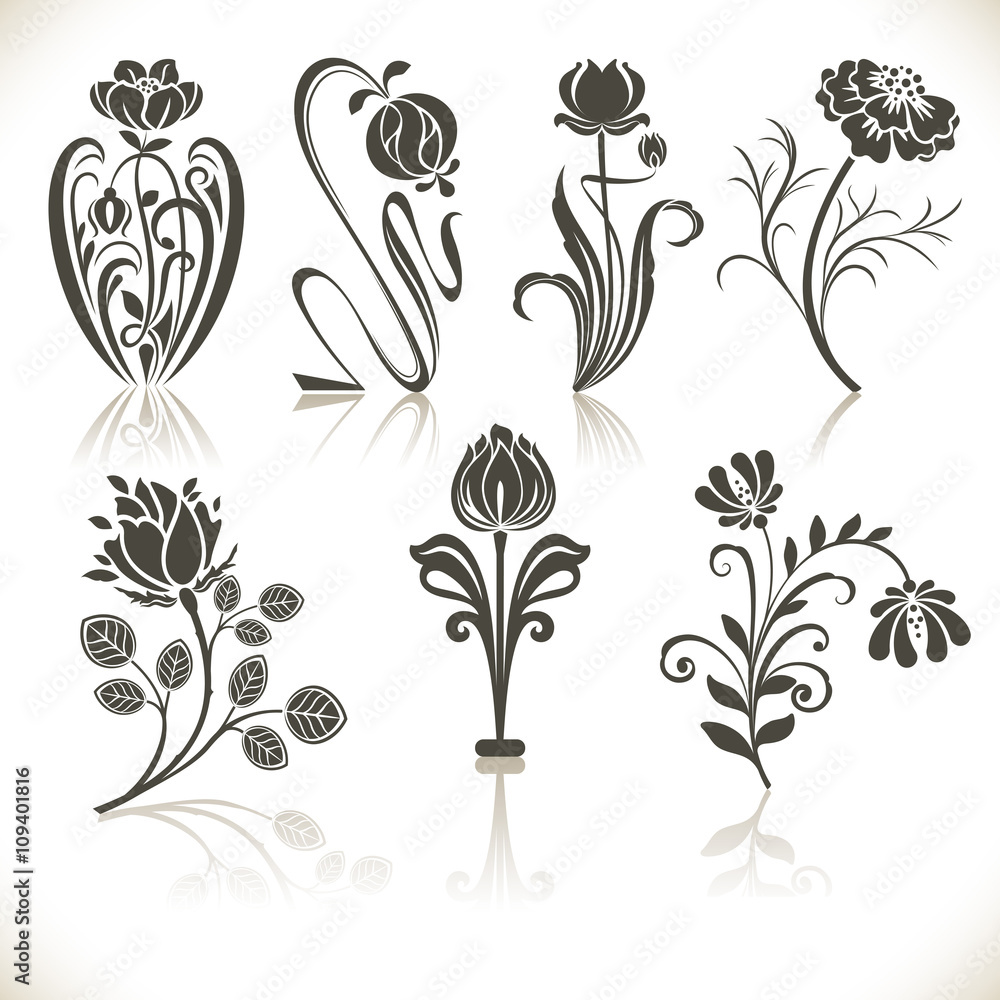 Flower shapes vector set isolated on white background. Stock Vector ...