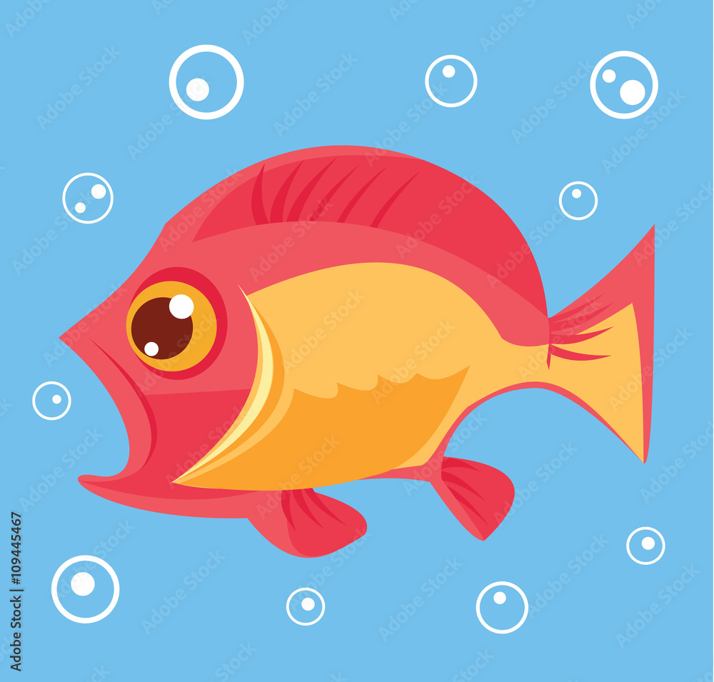 Small fish. Vector flat cartoon illustration Stock Vector | Adobe Stock