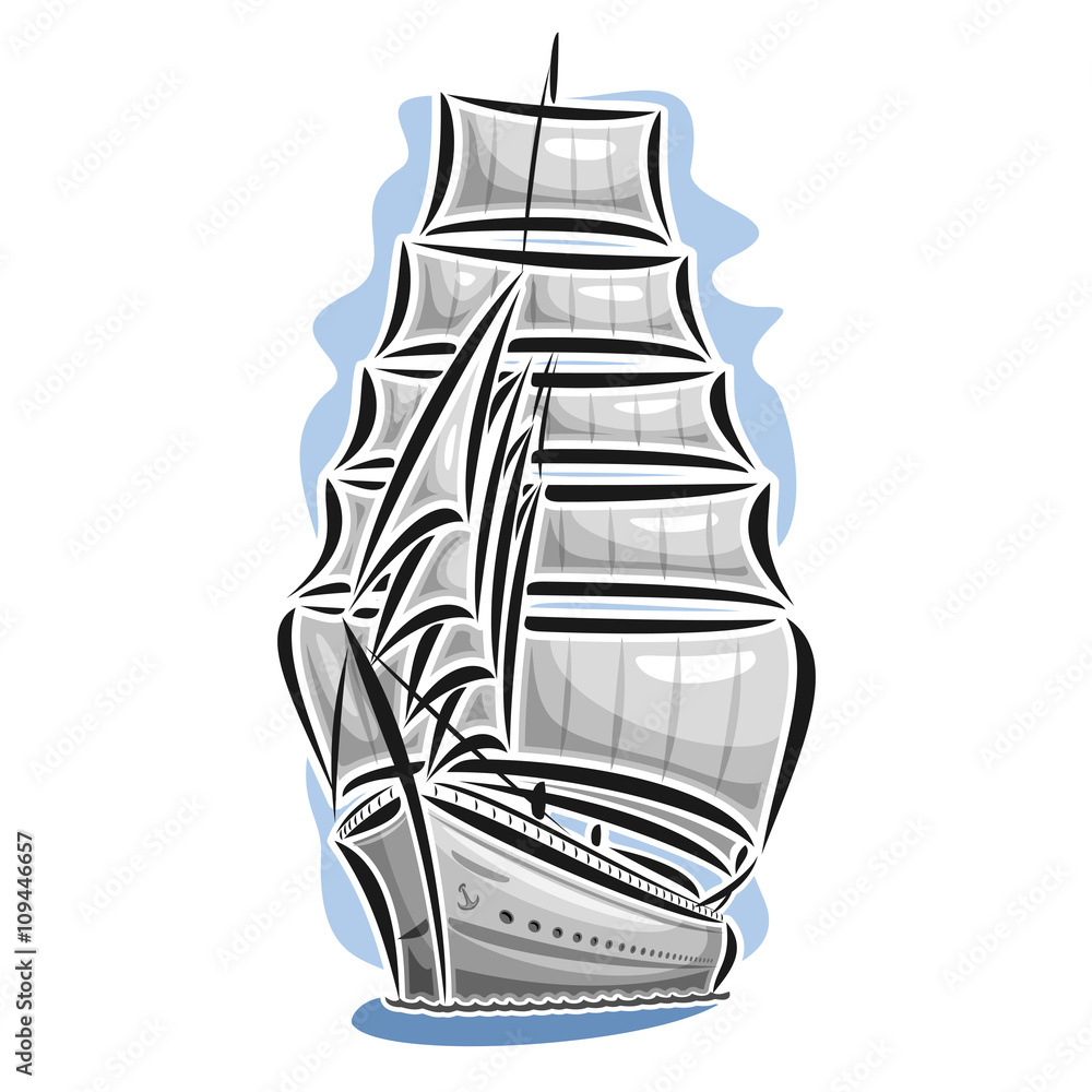 Vector logo sailing ship, barque, sailboat, sailer, vessel, sailing ...