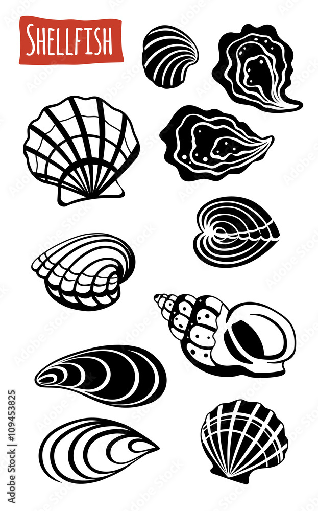 Shellfish, vector cartoon illustration Stock Vector | Adobe Stock