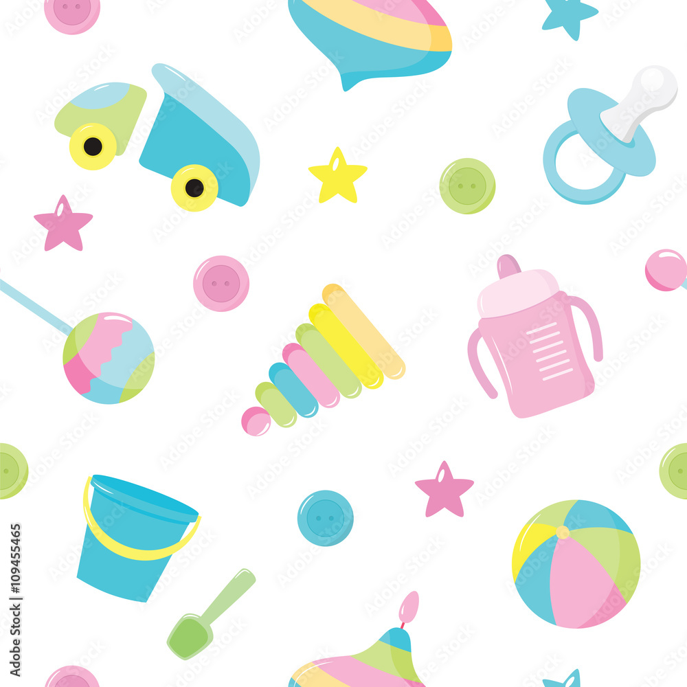 Baby seamless toys pattern. Design for fabric, web background ...