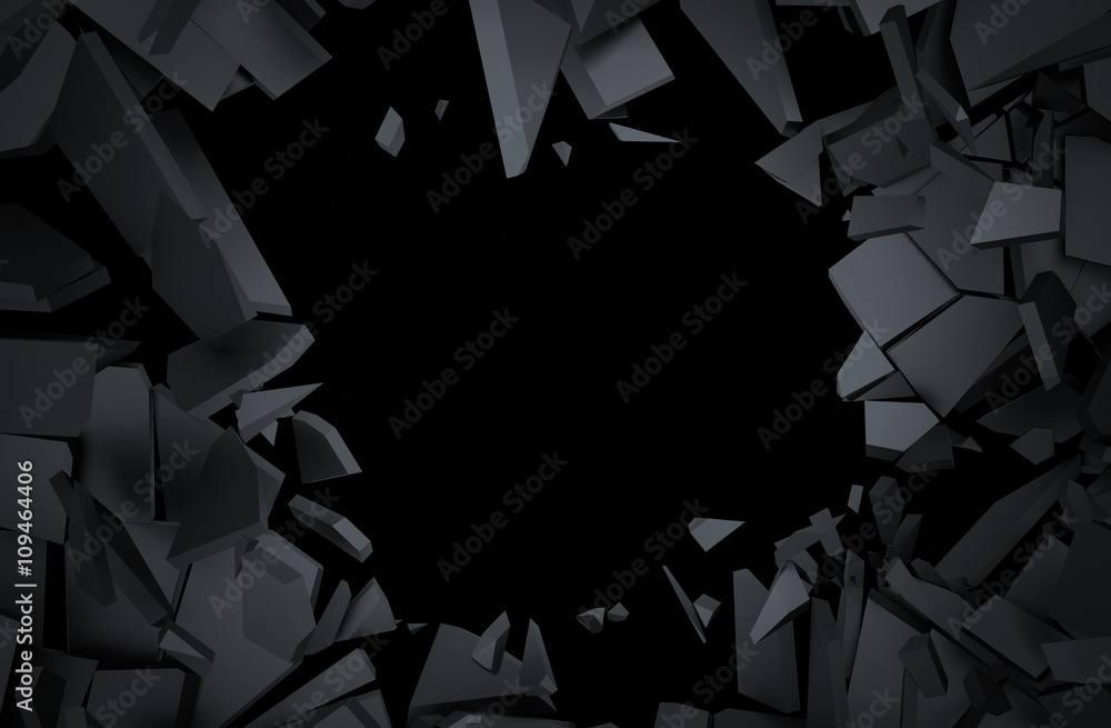 Abstract 3d rendering of cracked surface. Background with broken shape ...