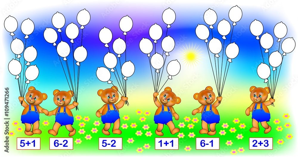 Exercises for children – need to solve examples and paint the ...
