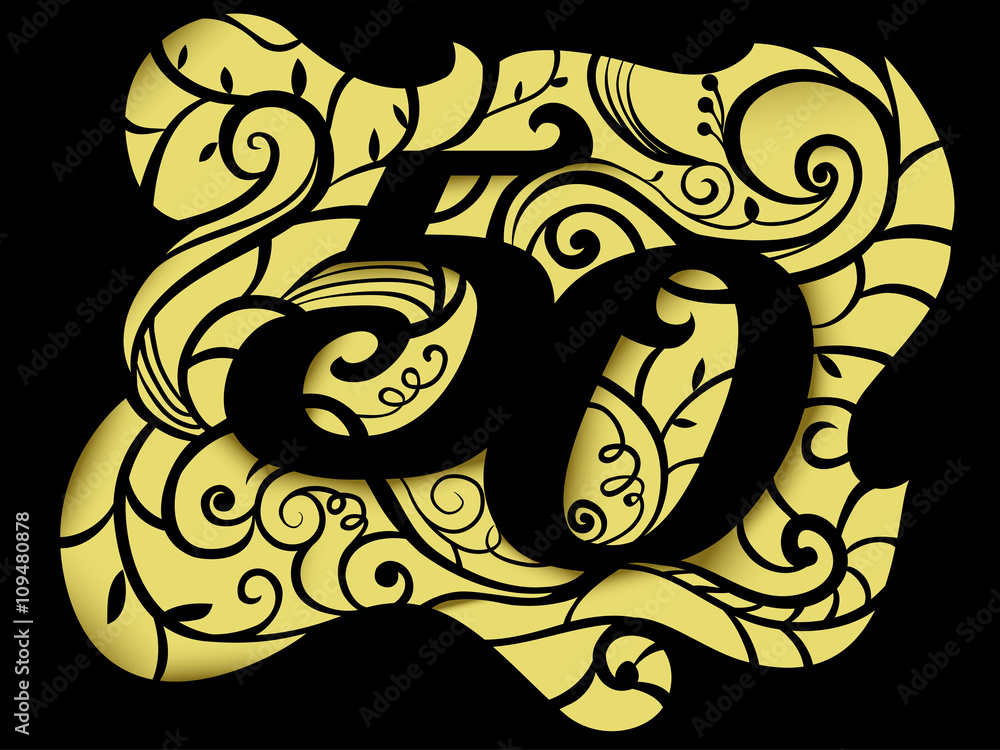 Number Design 50th Anniversary Paper Cutout Stock Vector | Adobe Stock