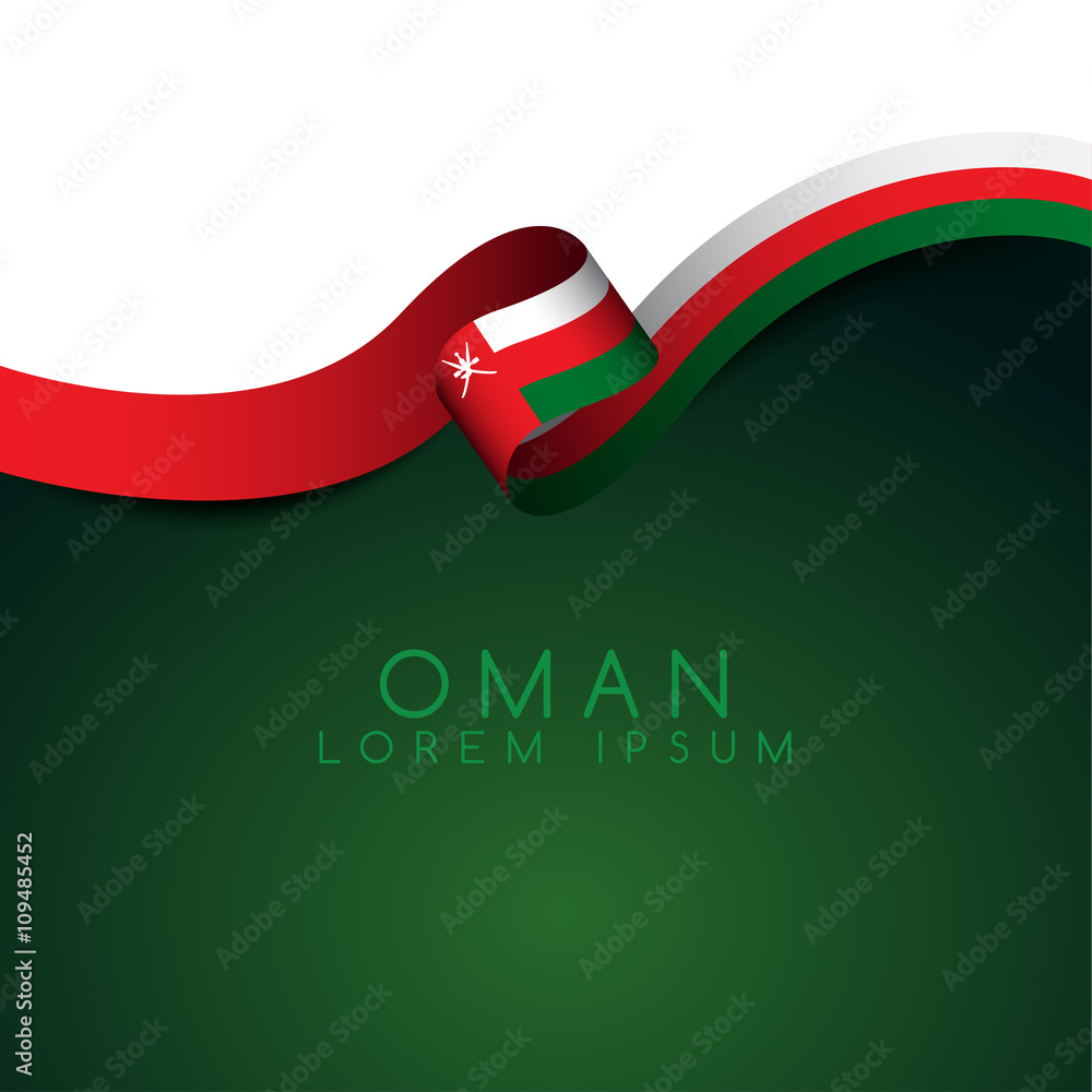 Oman Flag Ribbon : Vector Illustration Stock Vector | Adobe Stock