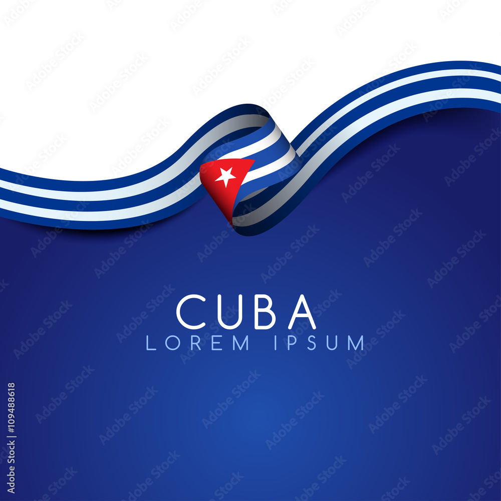 Cuba Flag Ribbon : Vector Illustration Stock Vector | Adobe Stock