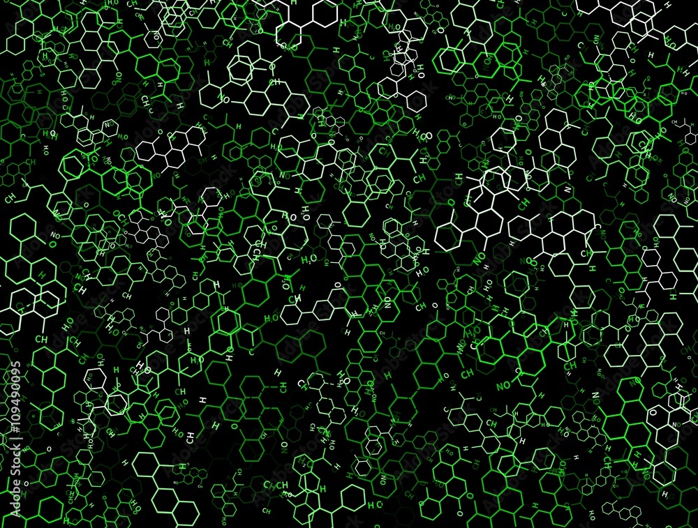 Organic chemistry symbols green background texture Stock Illustration ...