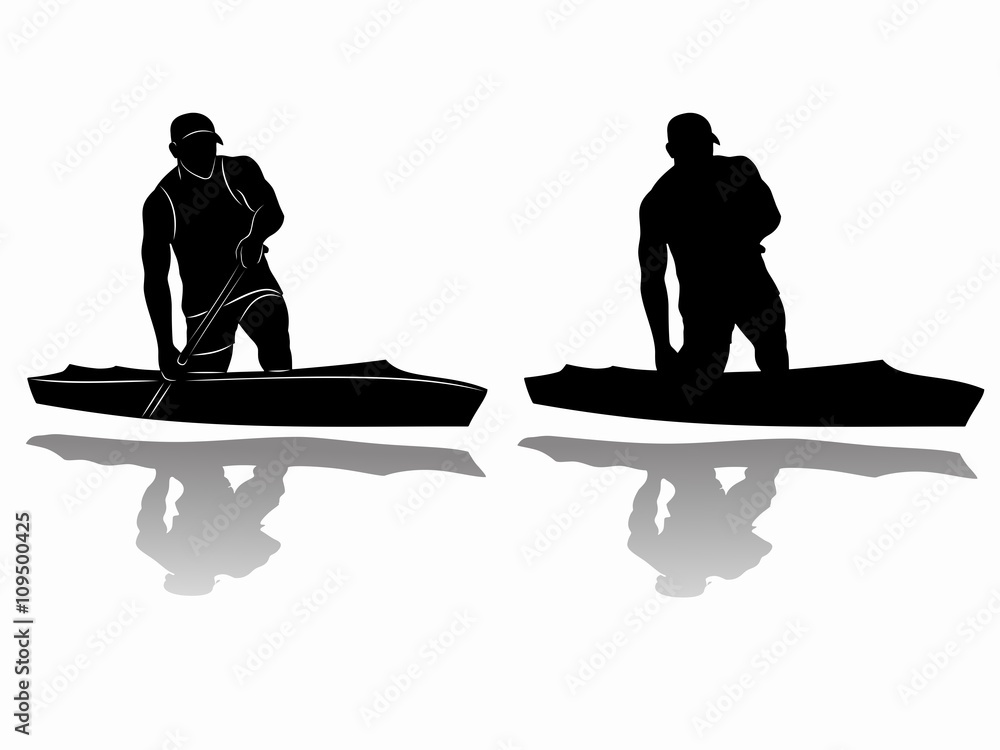 silhouette of canoeist , vector drawing Stock Vector | Adobe Stock