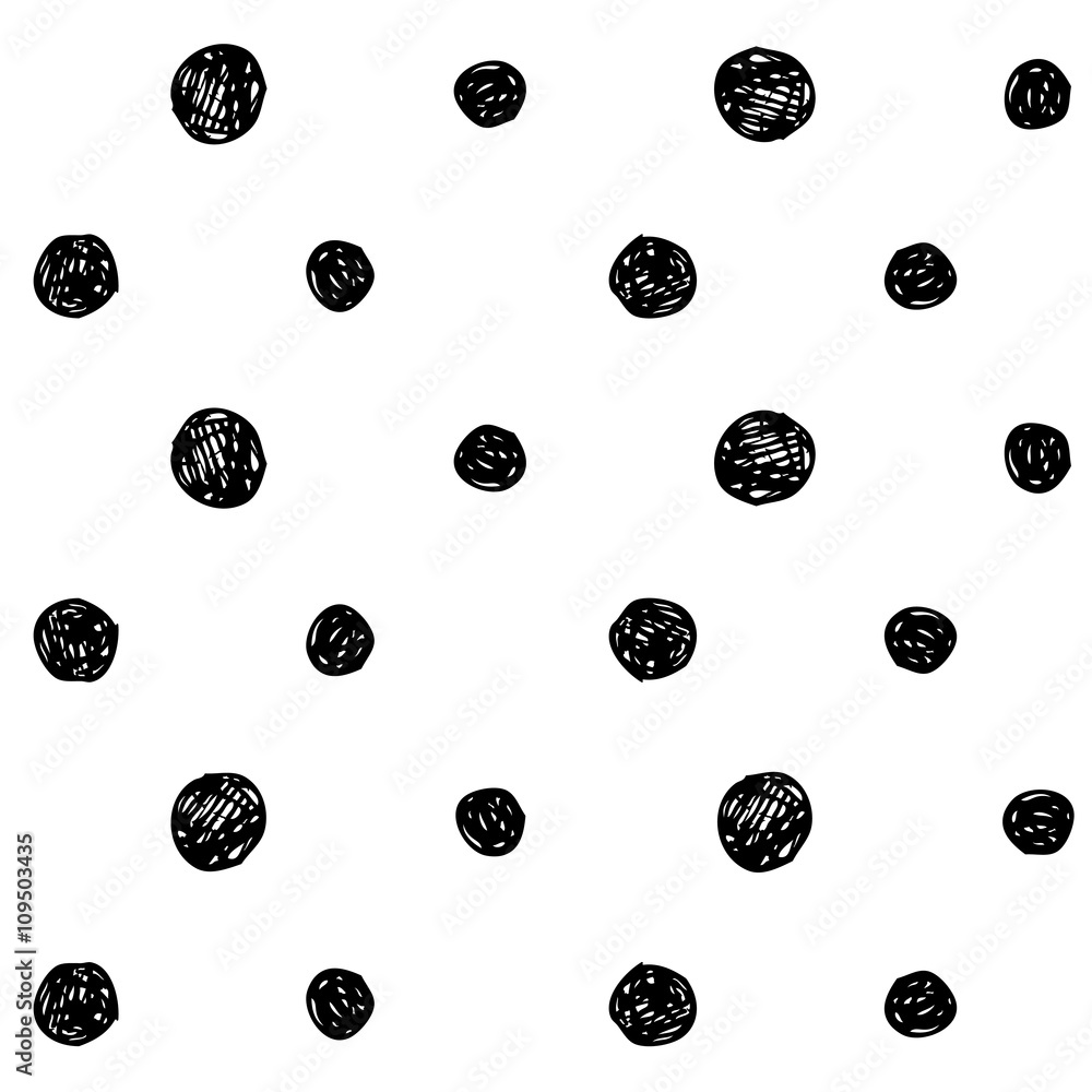 Seamless pattern with hand drawn polka dots Stock Vector | Adobe Stock