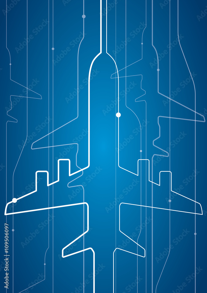 Abstract airplane white lines, vector design lines background, aviation ...