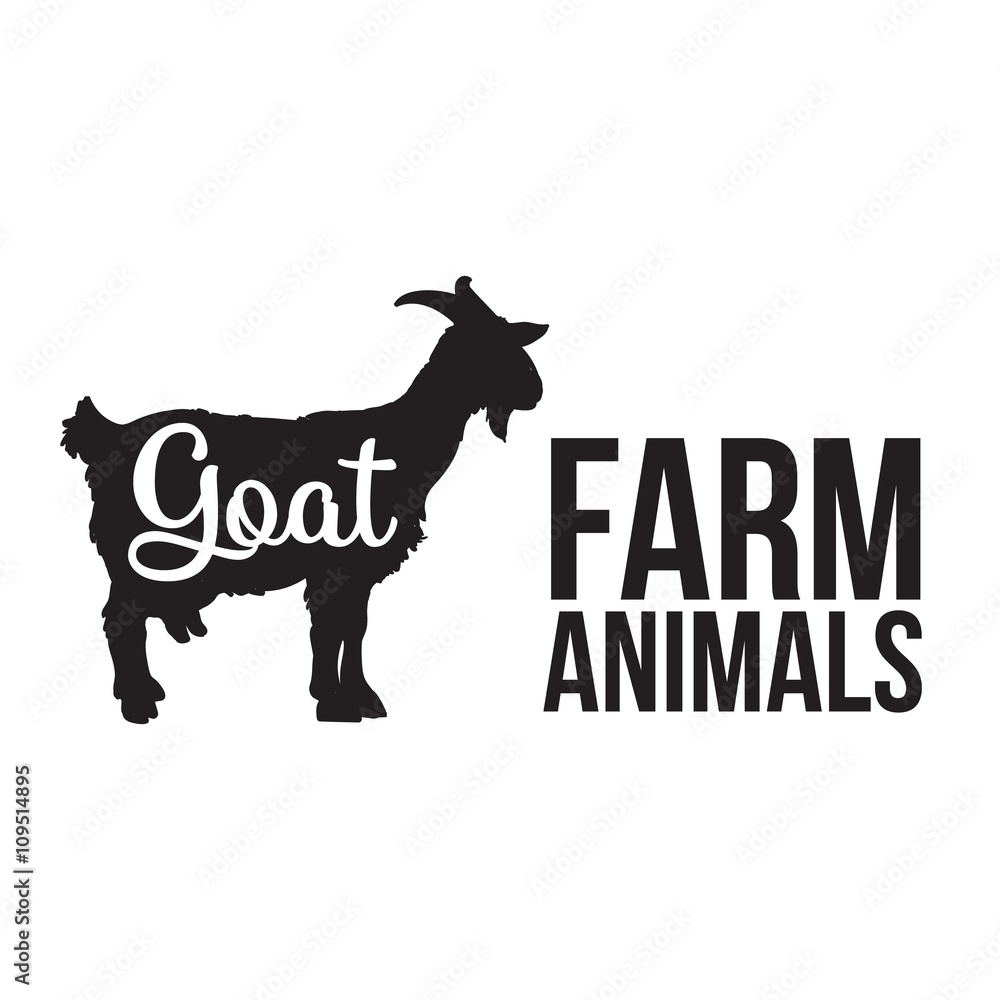 Black contour farm animal with a white lettering inscription inside ...
