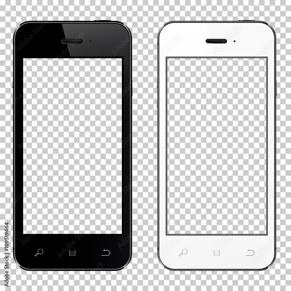 Realistic smartphones with transparent screen isolated on transparent ...