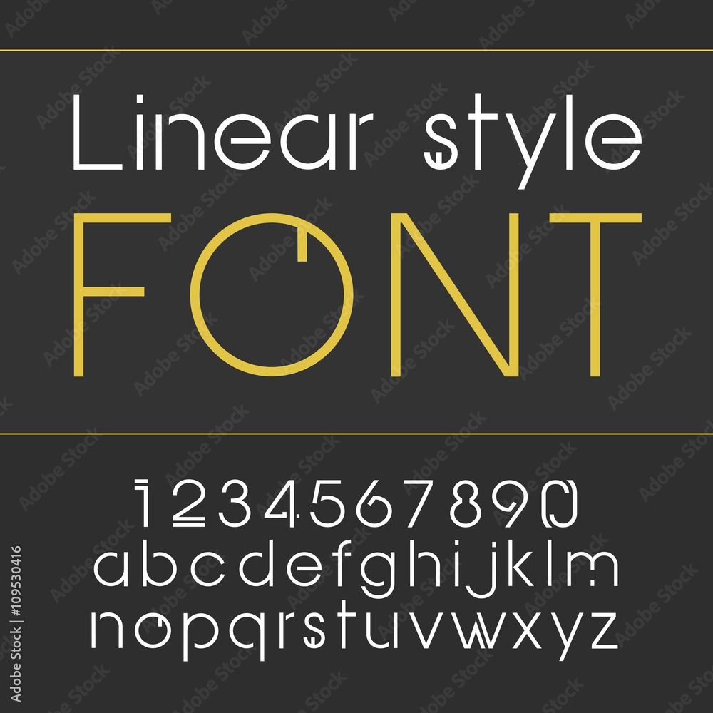 Vector linear font - simple and minimalistic alphabet in line style ...