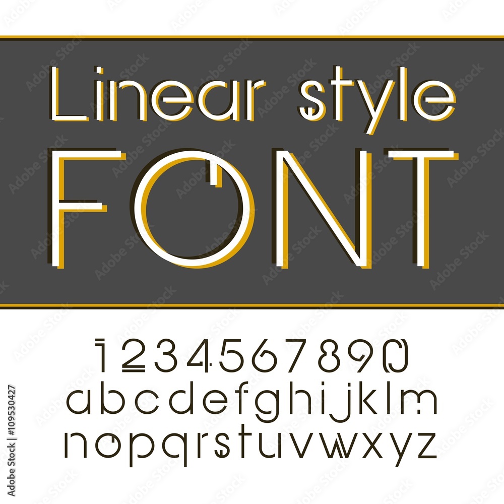 Vector linear font - simple and minimalistic alphabet in line style Stock Vector | Adobe Stock