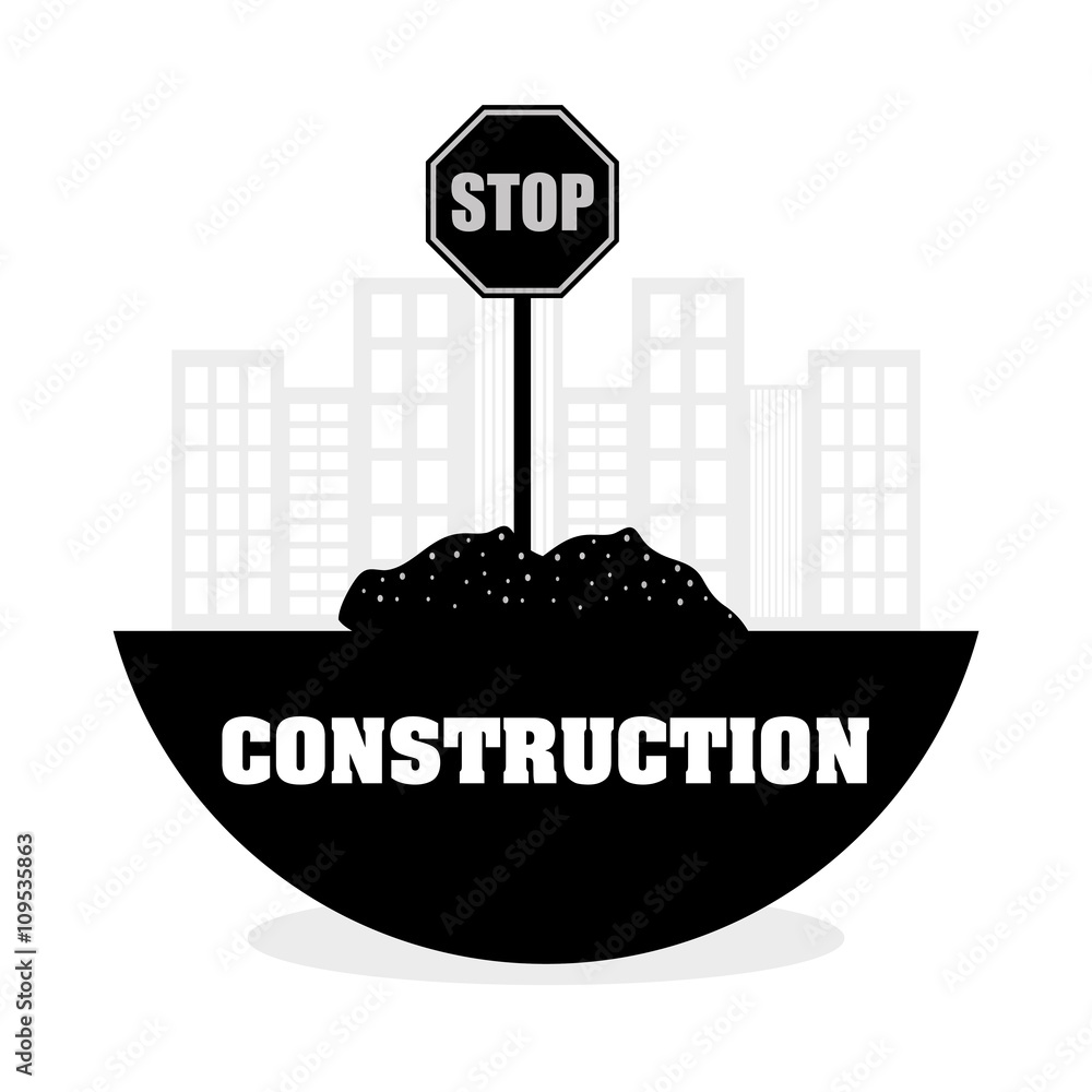 Construction design. stop sign icon. repair concept, vector ...