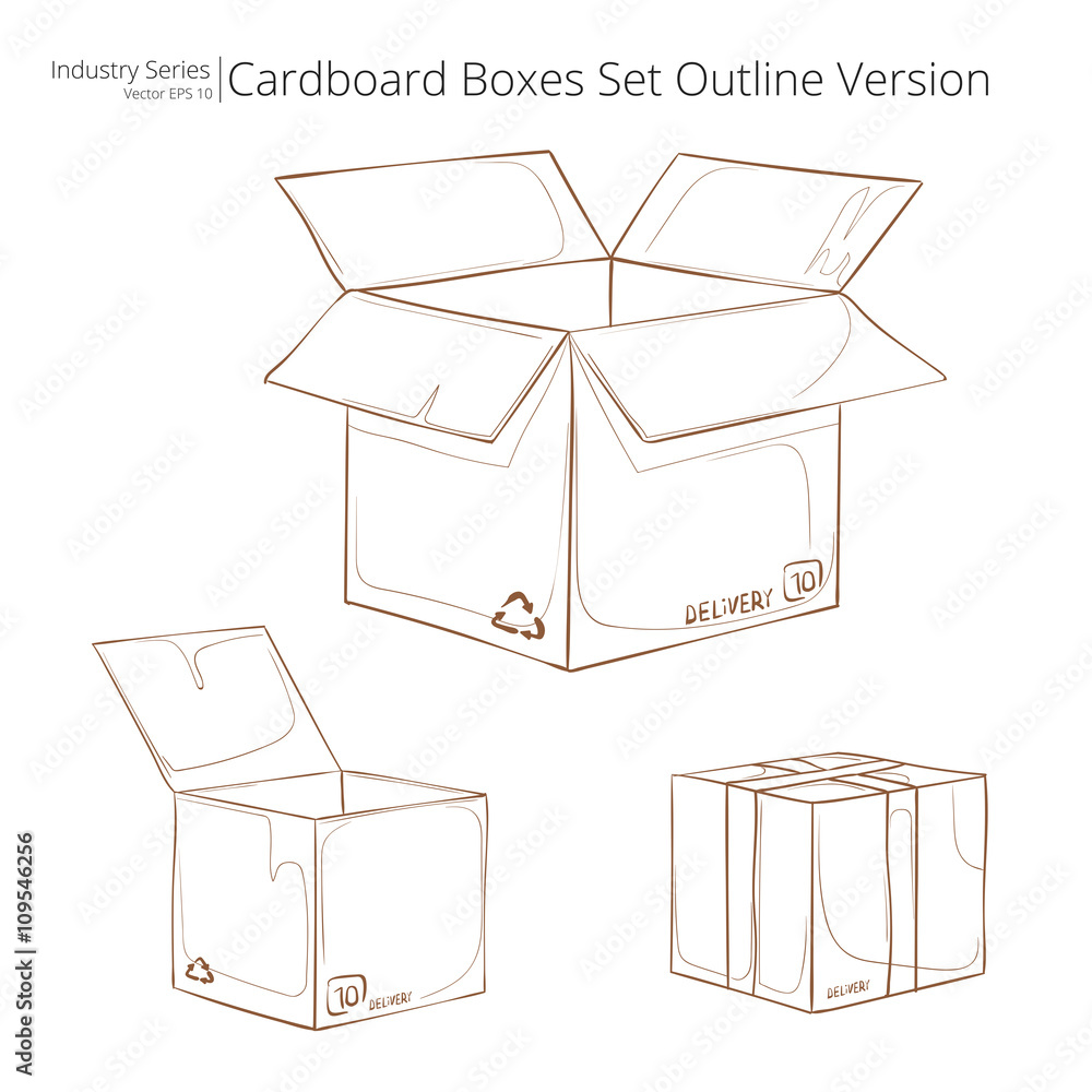 Cardboard Boxes. Abstract set of Cardboard Boxes. Outline series ...