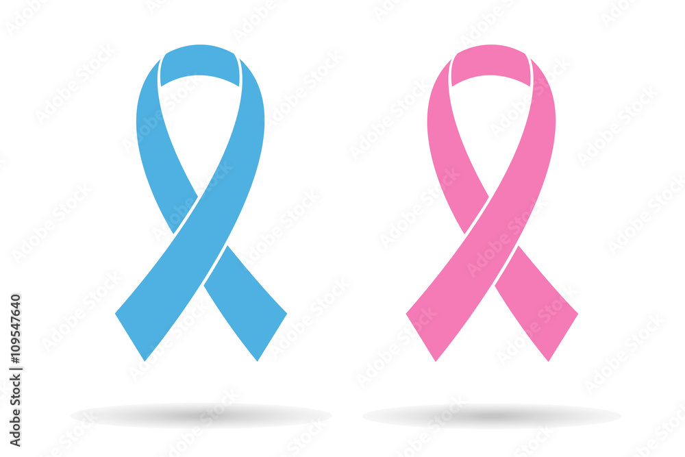 Pink blue ribbons, aids awareness symbol, isolated on white background ...