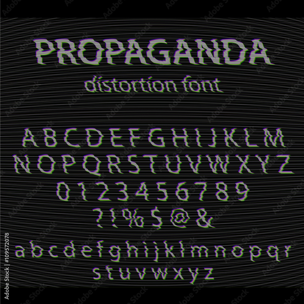 Vector Glitch alphabet. Letter and numbers. Glitched typeface with ...