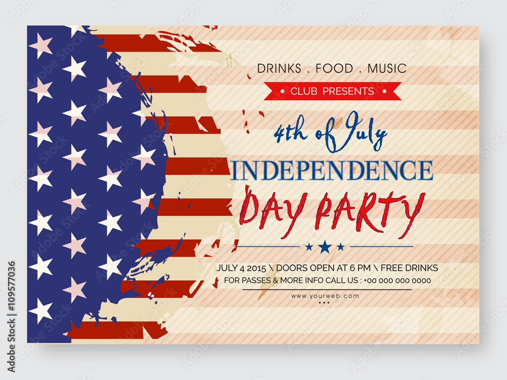 Invitation Card for American Independence Day. Stock Vector | Adobe Stock
