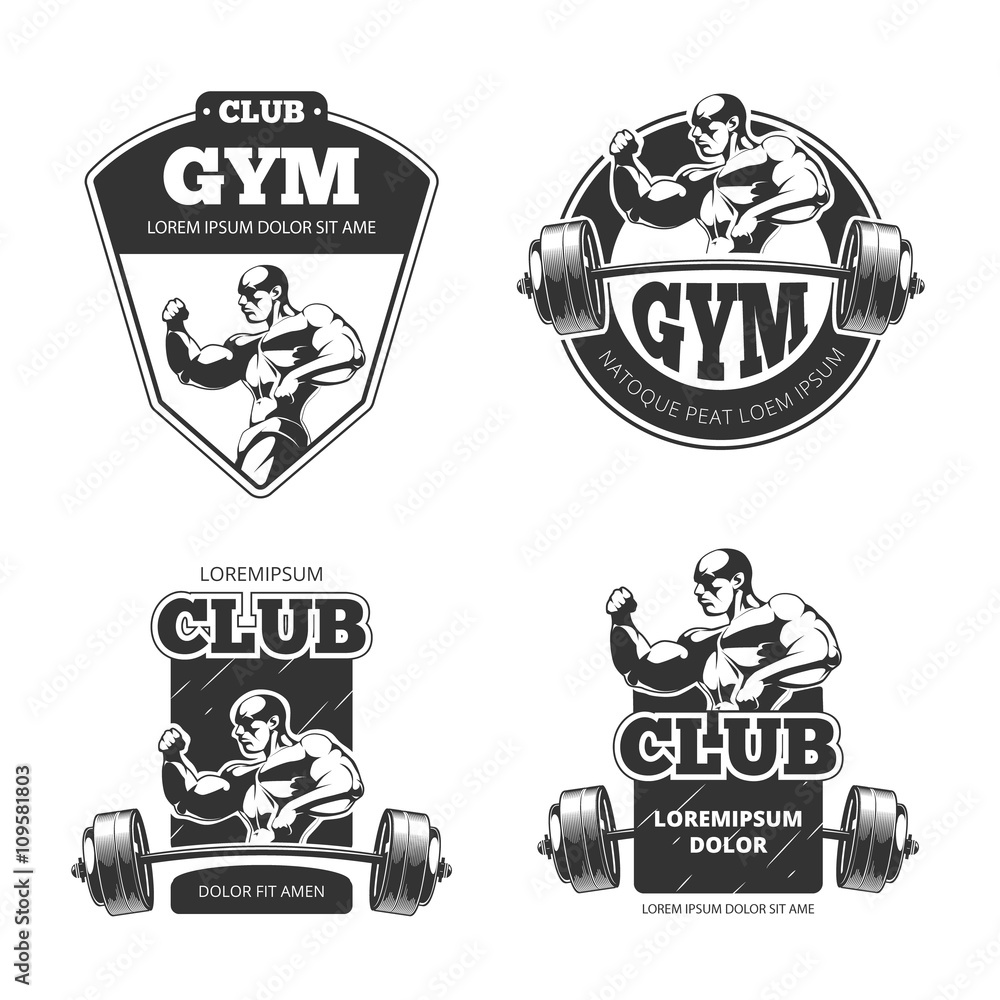 Gym and fitness vector emblems, labels, badges, logos Stock Vector ...