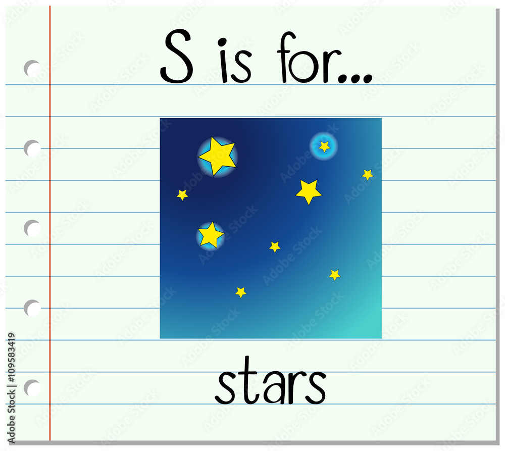 Flashcard letter S is for stars Stock Vector | Adobe Stock
