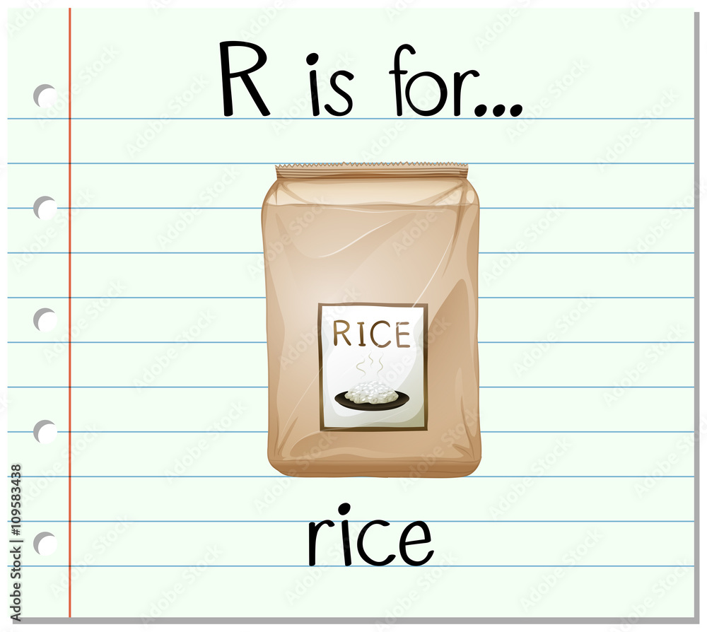 Flashcard alphabet R is for rice Stock Vector | Adobe Stock