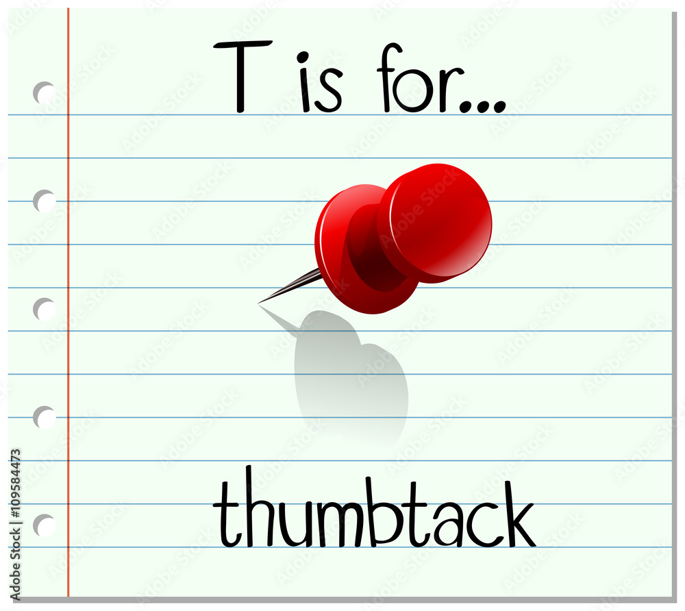 Flashcard letter T is for thumbtack Stock Vector | Adobe Stock