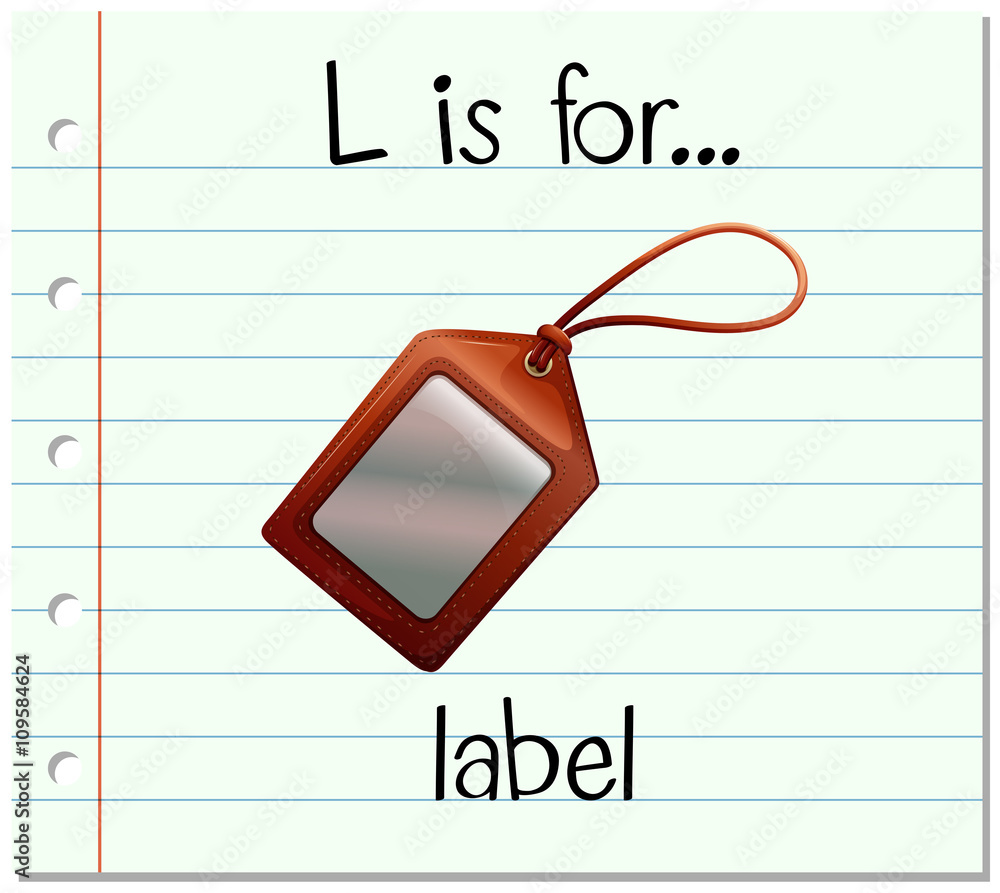 Flashcard letter L is for label Stock Vector | Adobe Stock