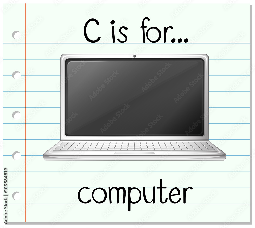 Flashcard letter C is for computer Stock Vector | Adobe Stock
