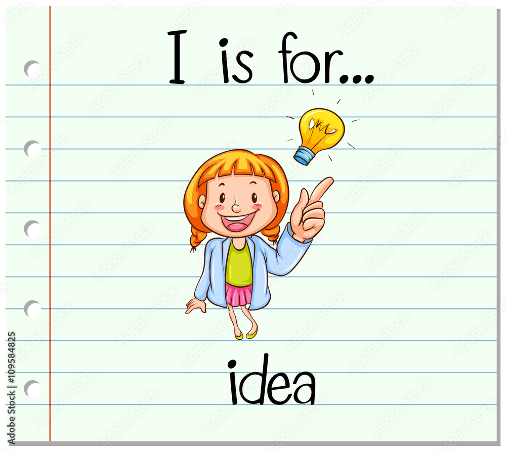 Flashcard letter I is for idea Stock Vector | Adobe Stock