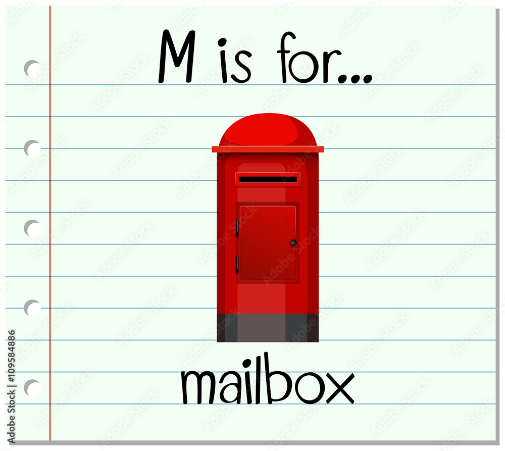Flashcard letter M is for mailbox Stock Vector | Adobe Stock
